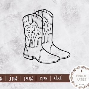 Cowboy Boots Svg, Dxf, Png, Eps Cowgirl Boots Svg Western Boots Svg ...