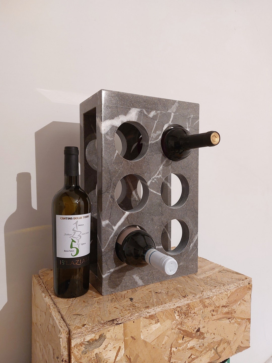 Design Gray Marble Bottle Holder for Wine | Exclusive Gift for Wine ...