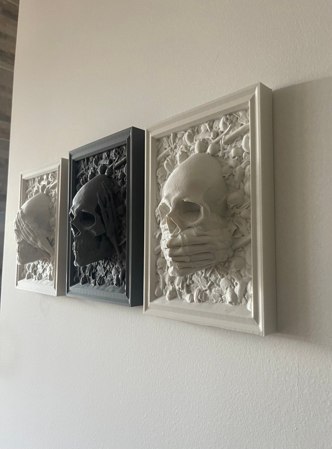 Set of Three Skull Wall Plaques – Gothic Skull Decor for Dark Interiors ...
