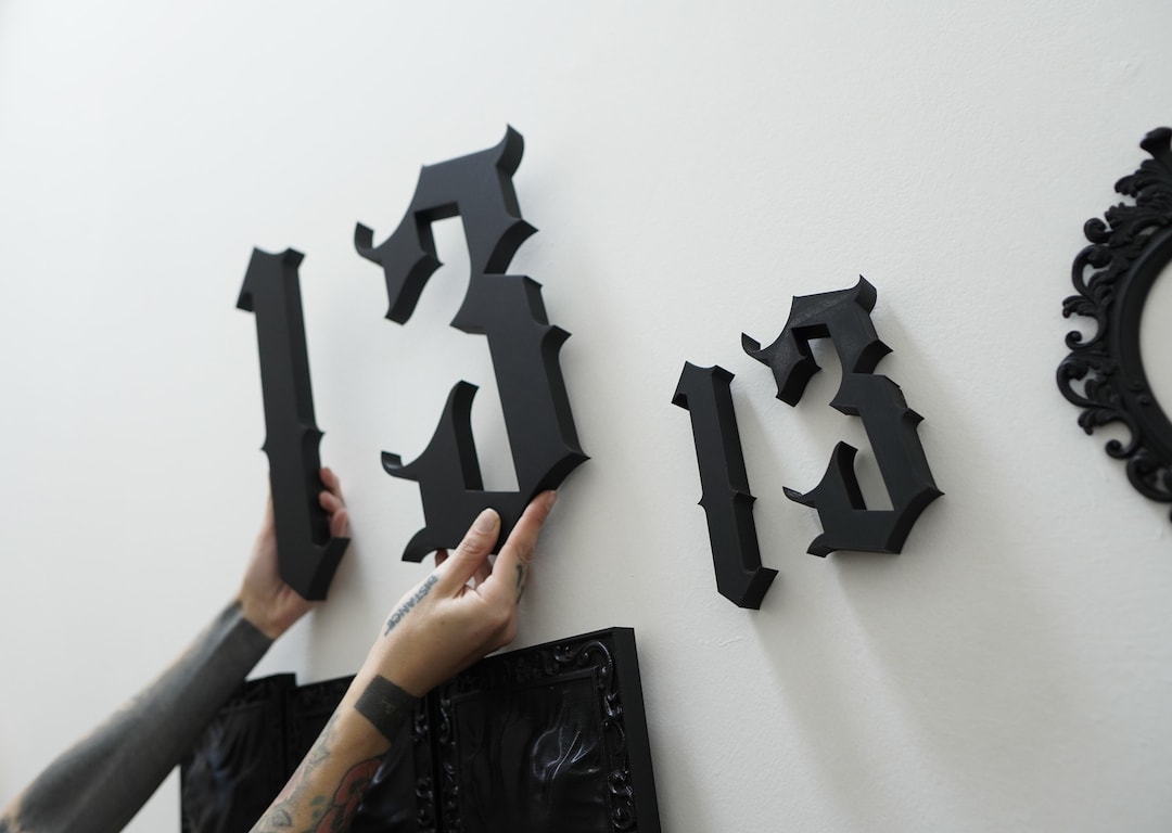Custom Gothic Number Wall Art – Unlucky Thirteen or Personalized Dark ...