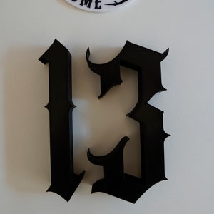 Custom Gothic Number Wall Art – Unlucky Thirteen or Personalized Dark ...