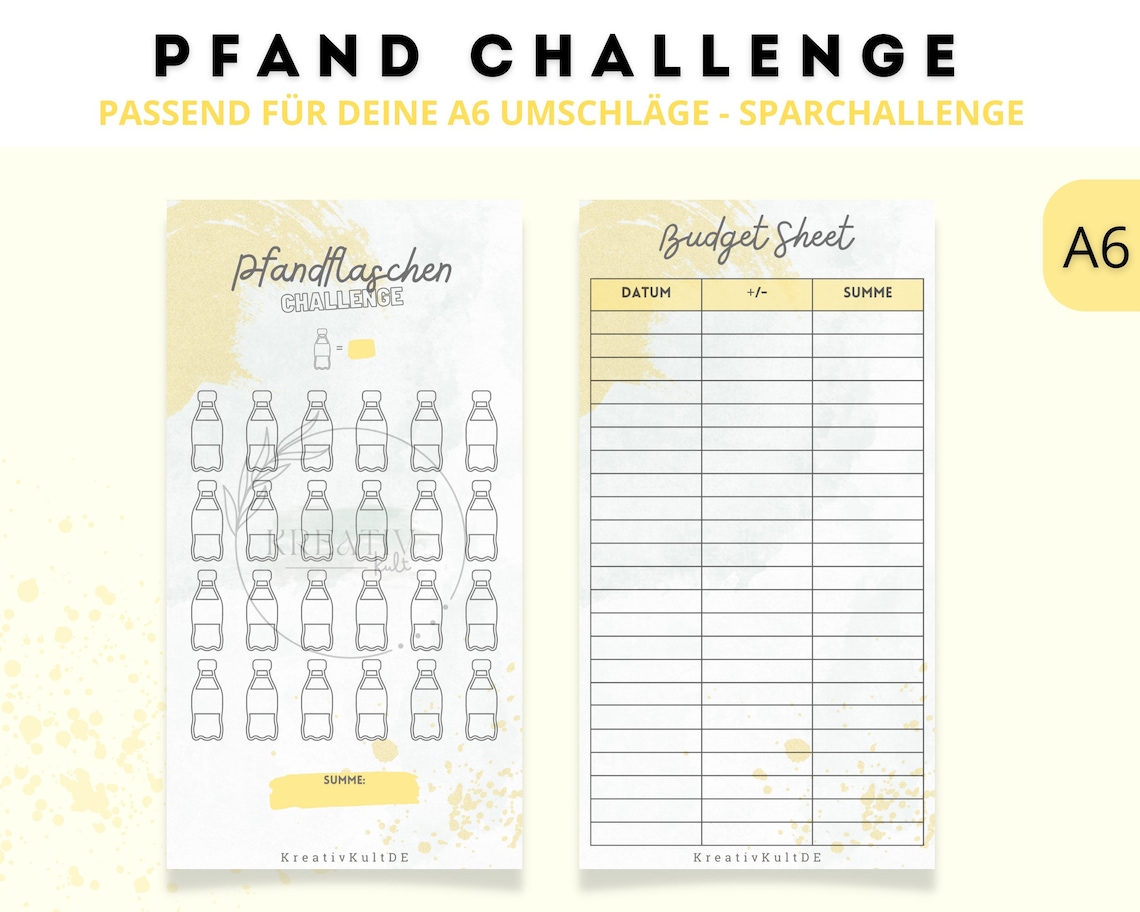 Pfand Challenge / Sparchallenge / Umschlagmethode - Etsy.de