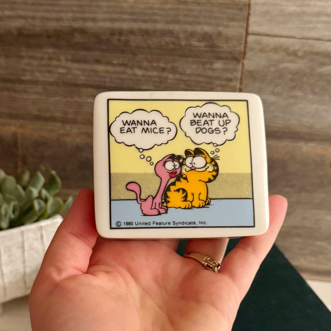 Vintage Garfield Trinket Box Retro Garfield Ceramic Collectors Box With ...