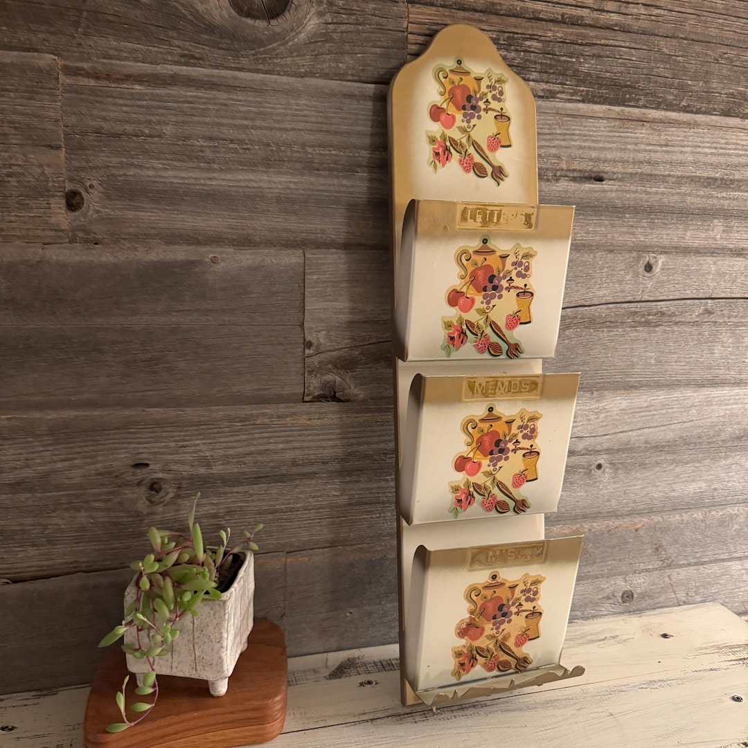 Vintage Metal Mail Organizer With Key Hooks, Retro Kitchen Decor - Etsy
