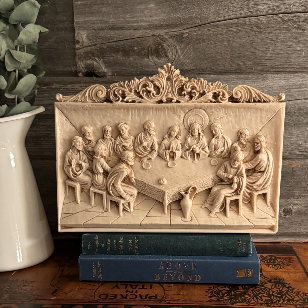 Vintage Stone Carved "the Last Supper" Wall Relief Plaque - Etsy
