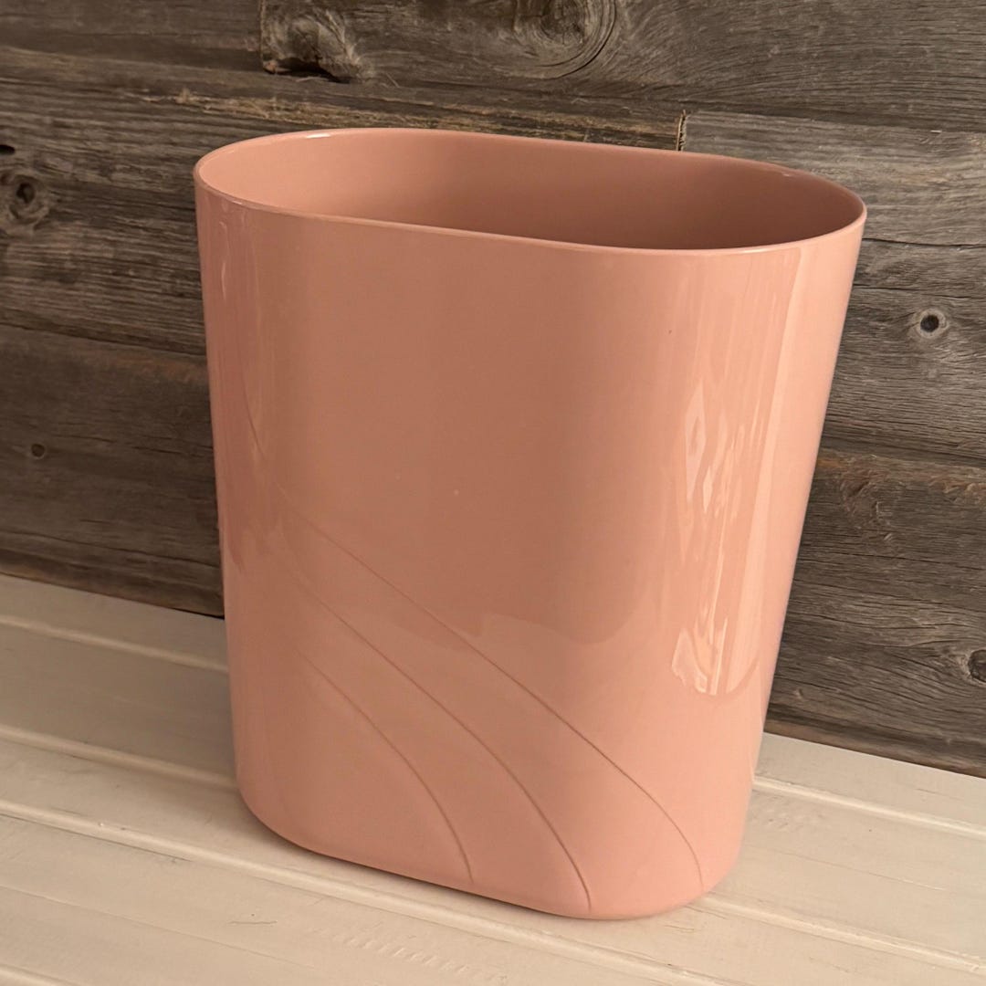 Vintage Pink Swirl Bathroom Waste Basket ~ Retro 80s Wave Rubbermaid ...