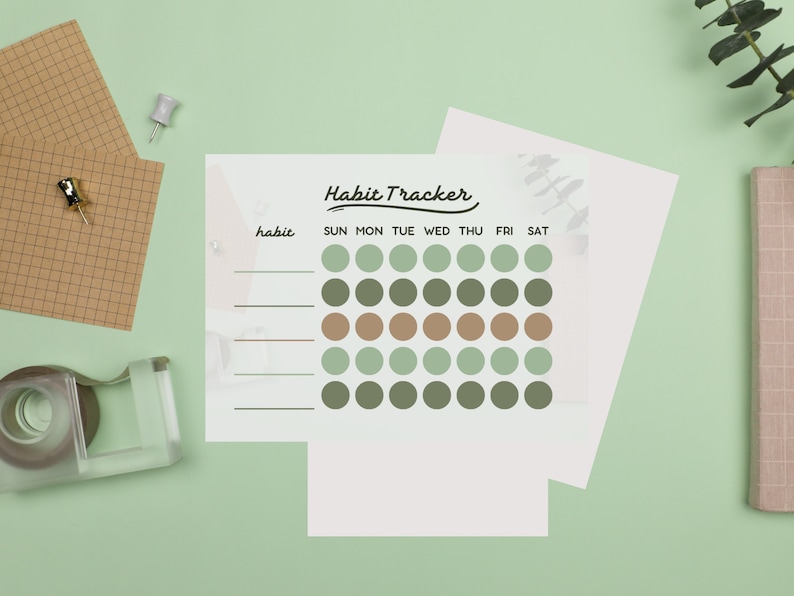 Habit Tracker Printable PDF Boho Aesthetic Goal Setting - Etsy