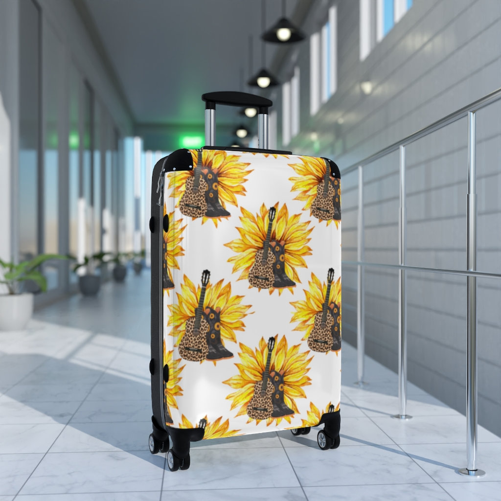 Sunflower Country Girl Suitcase, Guitar And Boots Suitcase, Suitcase ...