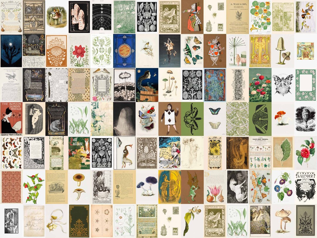 100 Pcs Fairy Grunge Wall Collage Kit Cottagecore Wall Decor Vintage