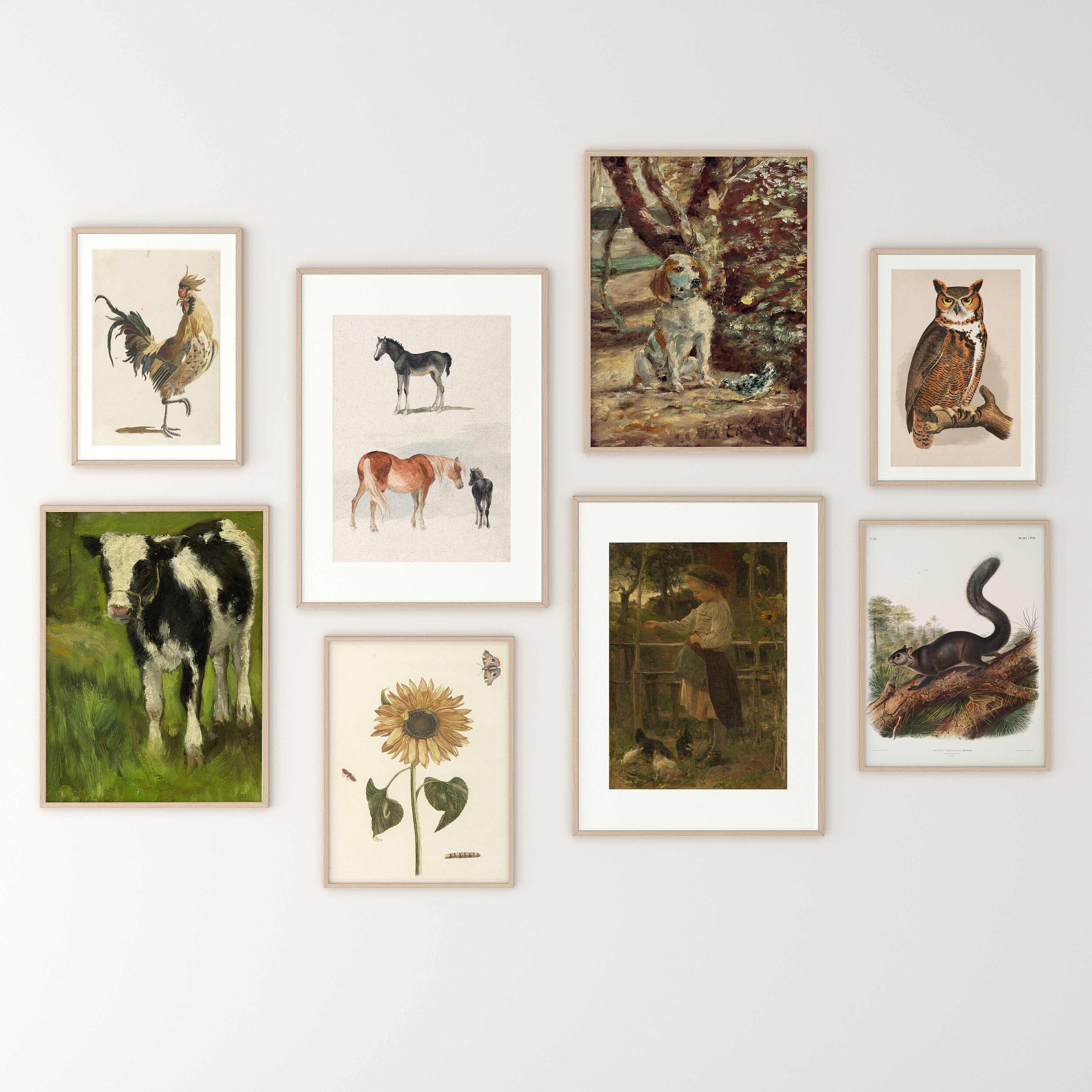 Vintage Animal Wall Collage Kit 200 PCS, Farmhouse Cottage Core Decor ...