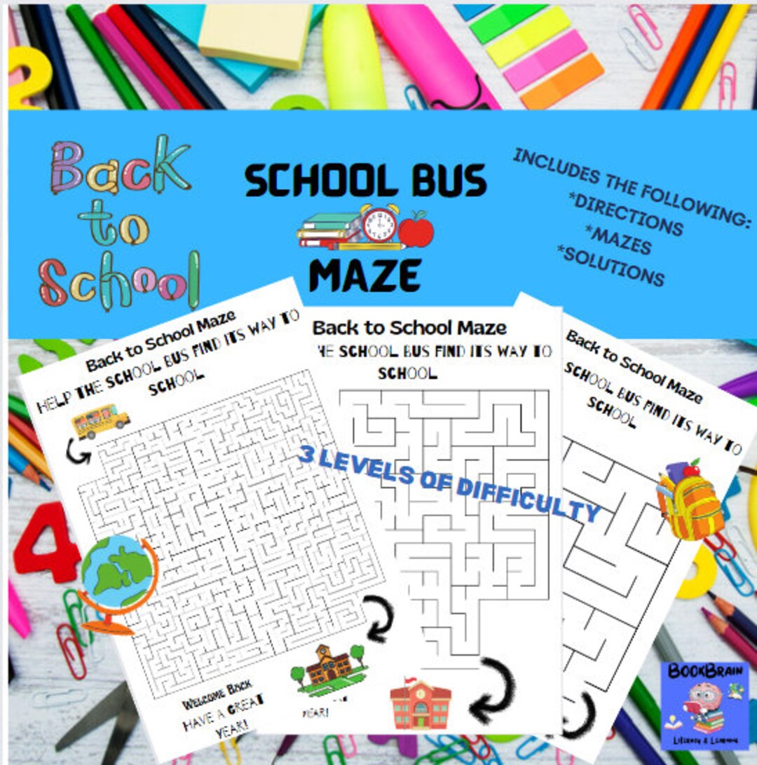 Back-to-school Maze - Help the School Bus Find Its Way to School! - Etsy