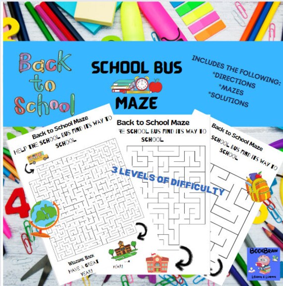 Back-to-school Maze Help the School Bus Find Its Way to - Etsy