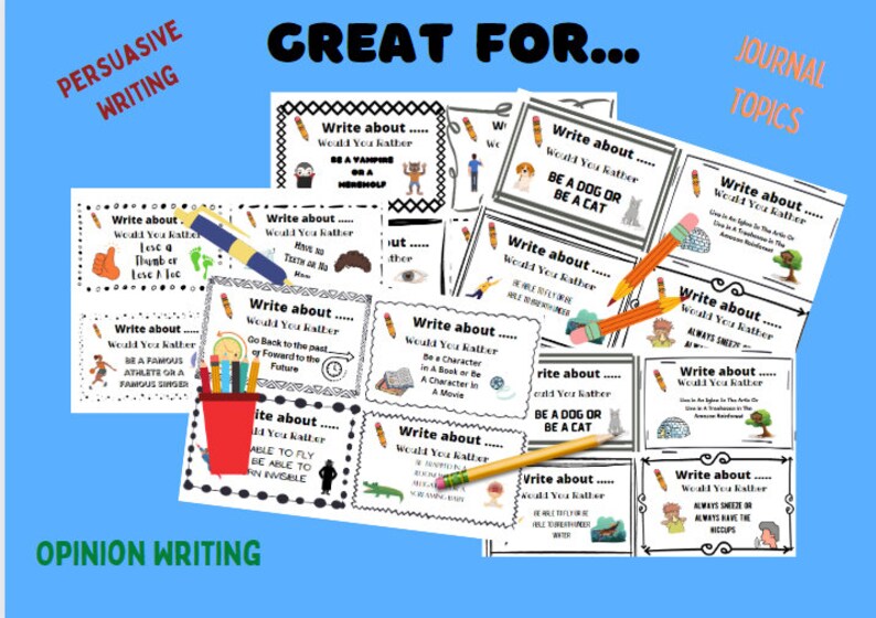 100 Would You Rather Writing Task Cards - Etsy