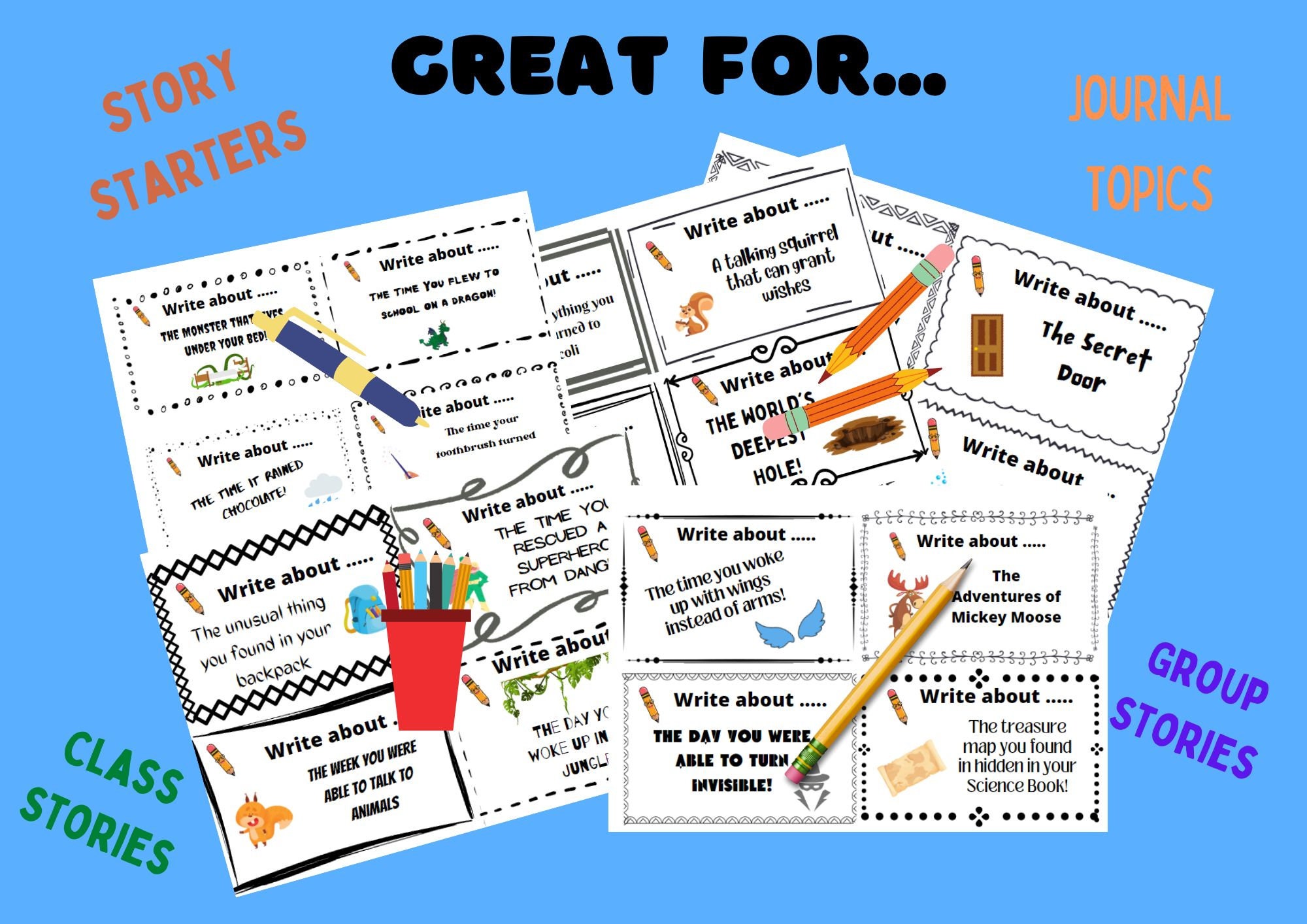 100 Creative Writing Task Cards - Etsy