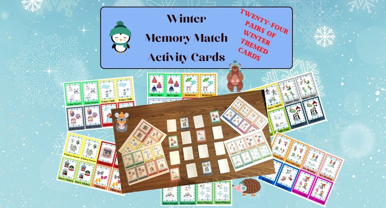 Winter Memory Match Activity Cards - Etsy