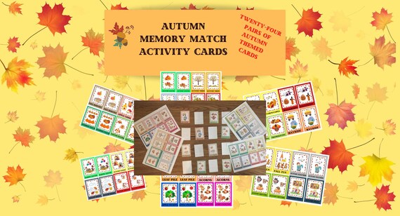 Fall Memory Match Activity Cards - Etsy