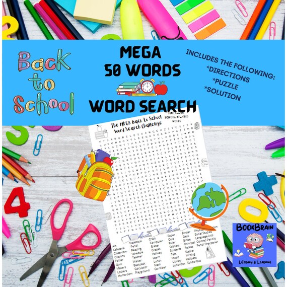 Back-to-school Mega Word Search Challenge 50 Words - Etsy