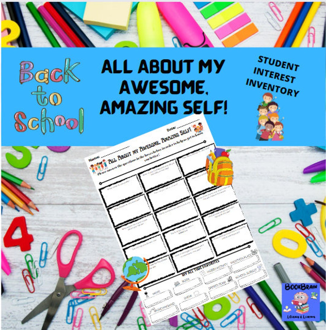 Back-to-school "all About My Awesome, Amazing Self" Interest Inventory ...