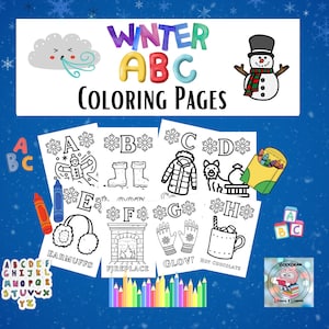 Winter Alphabet Coloring Pages - Etsy