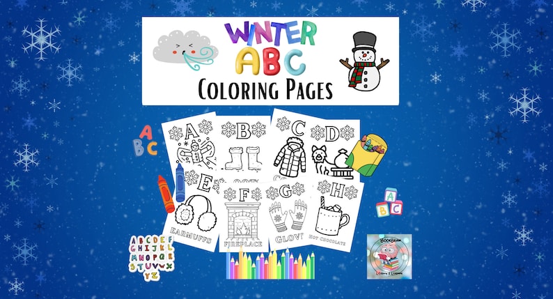 Winter Alphabet Coloring Pages - Etsy
