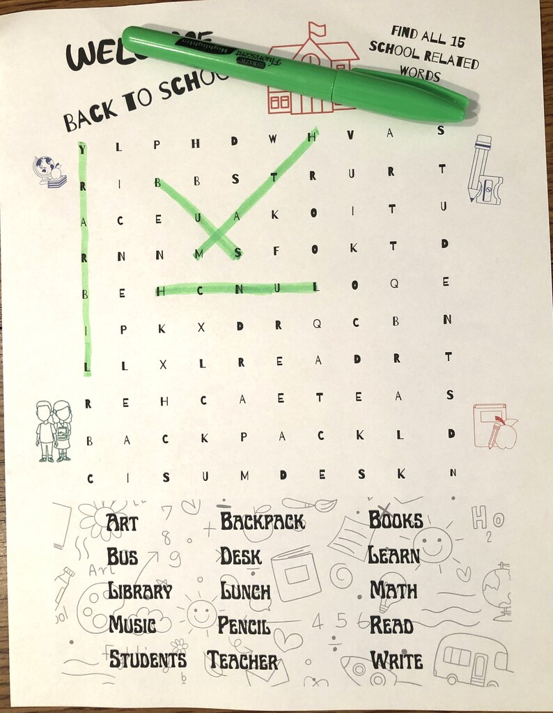 Back-to-school Word Search Challenge - 15 Words - Etsy