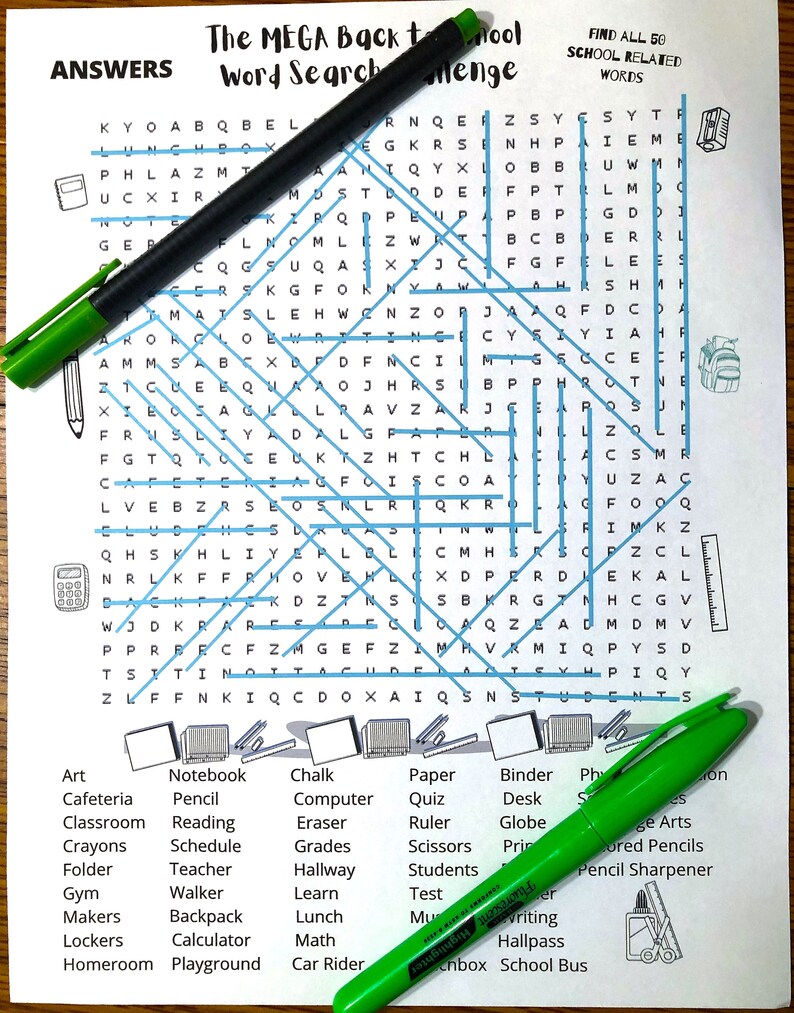Back-to-school Mega Word Search Challenge - 50 Words - Etsy
