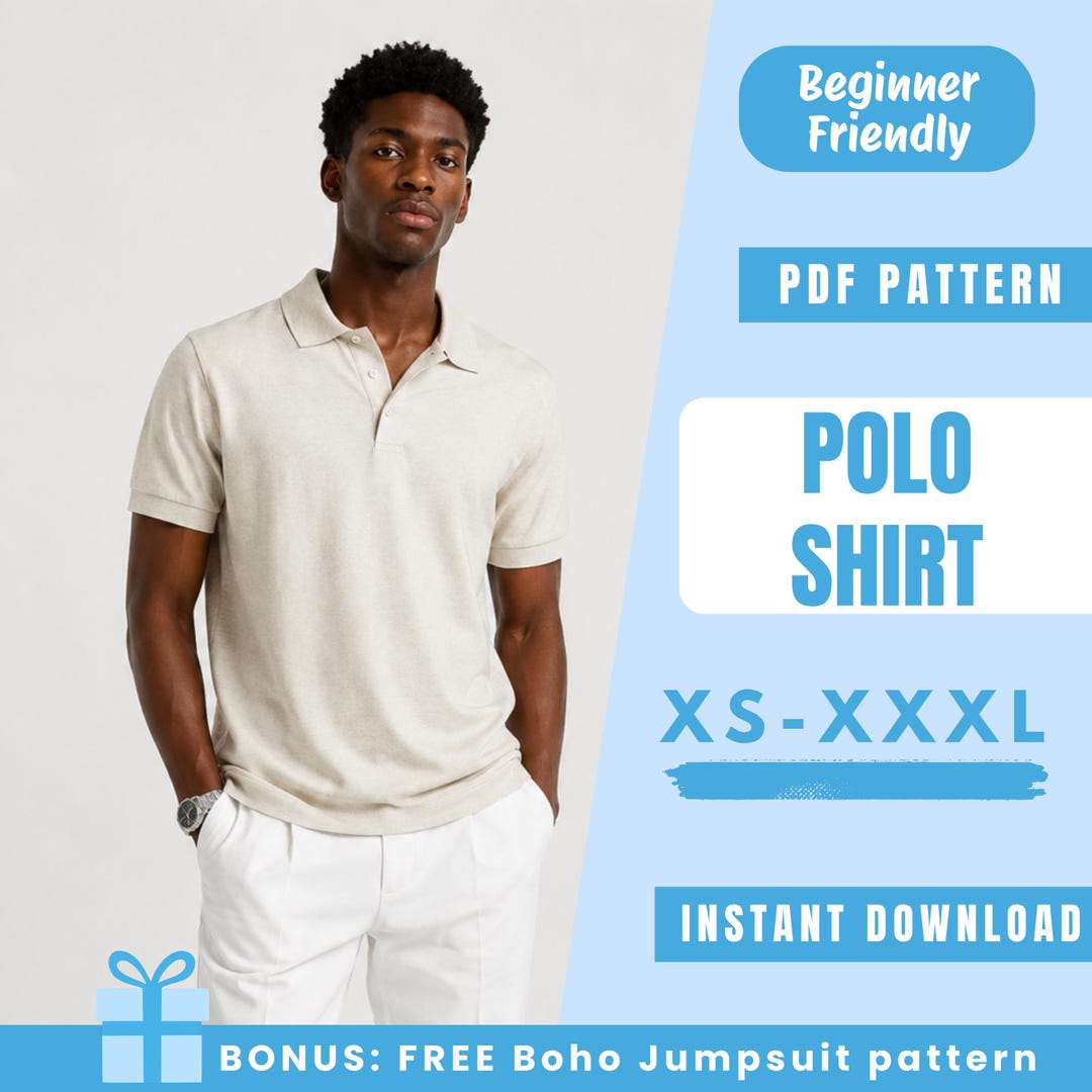 Men Polo Shirt Sewing Pattern PDF | Classic Polo Shirt Pattern | Short ...