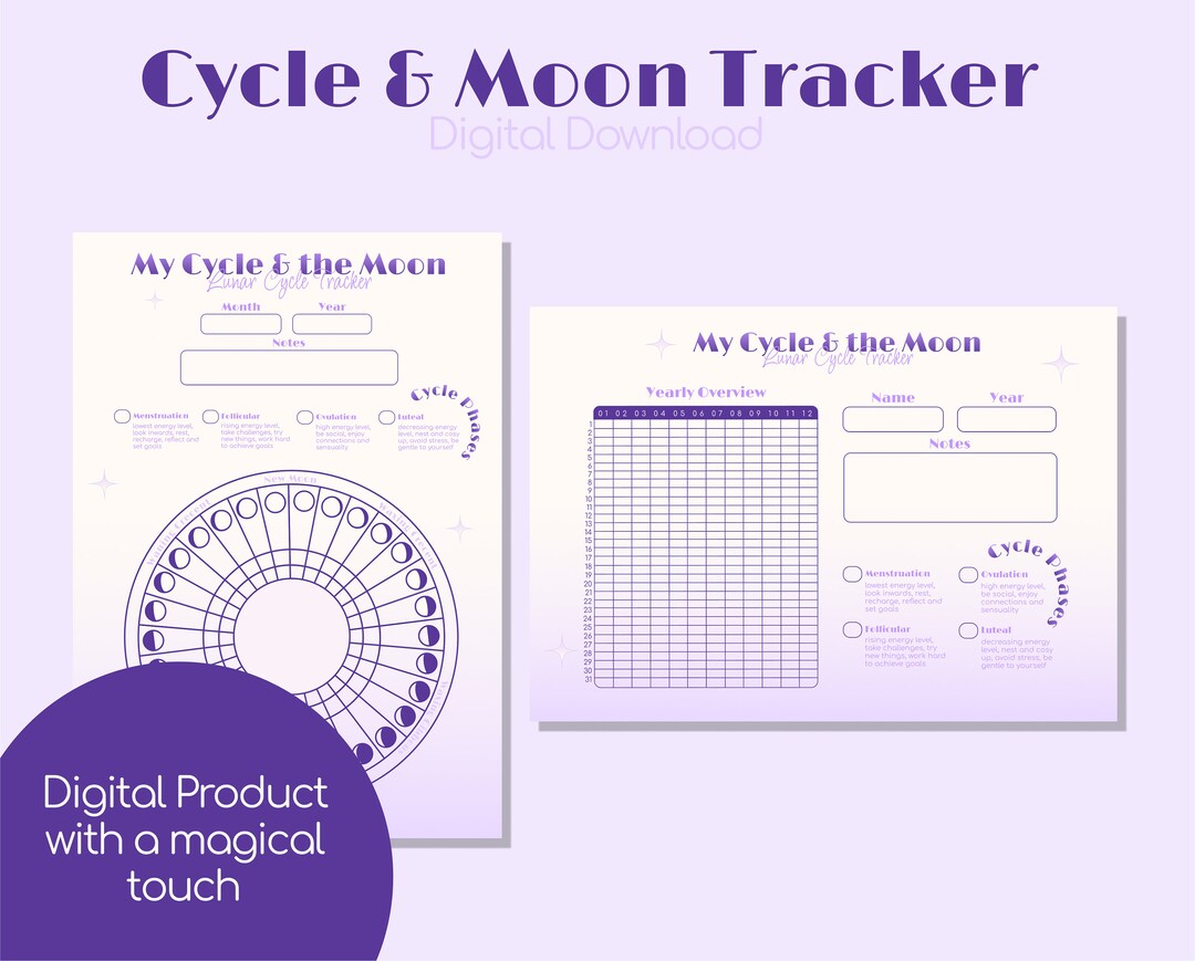 Lunar Cycle Period Tracker: Ovulation Menstruation - Etsy