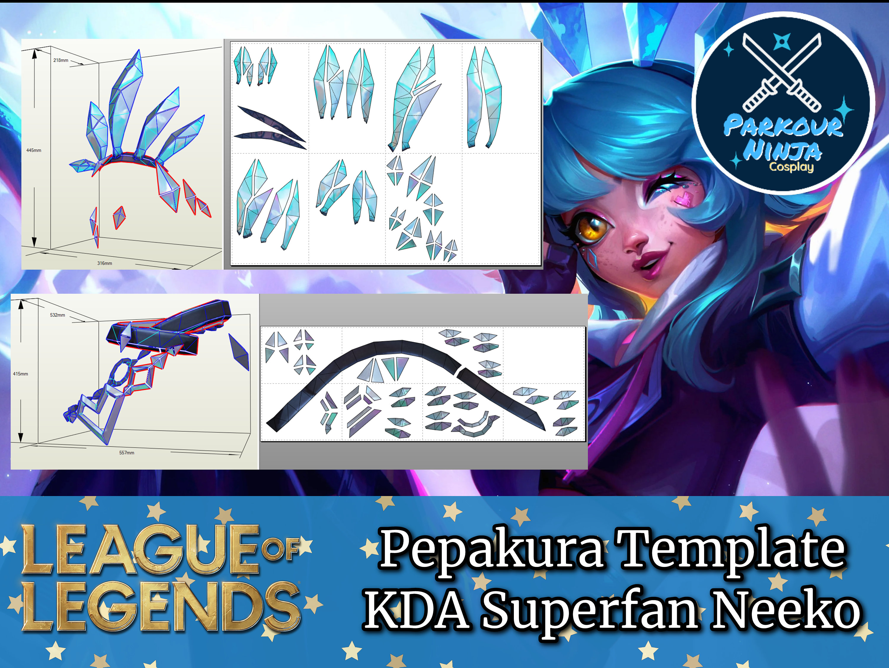KDA Superfan Neeko Template | Pepakura | League of Legends | KDA - Etsy