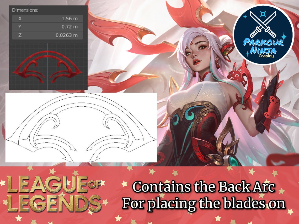 Mythmaker Irelia Blade and Back Arc Cosplay Template - Blueprint for ...