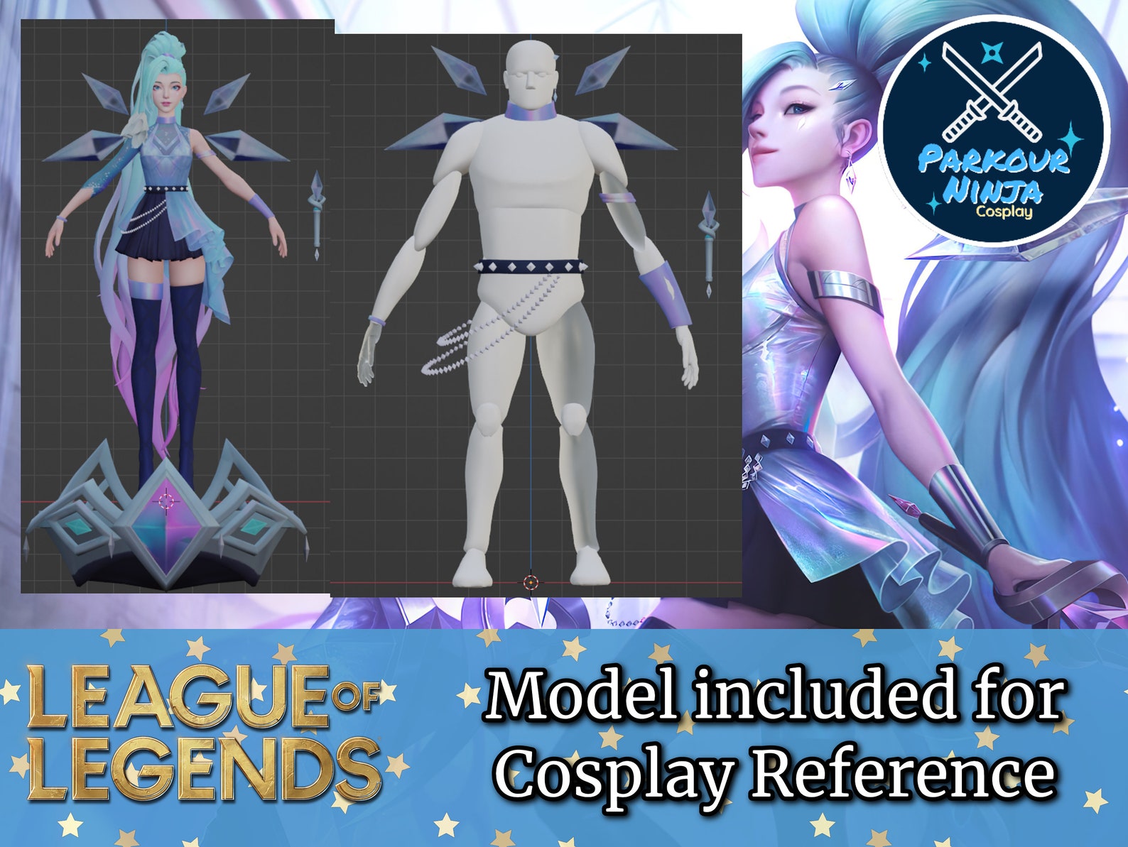 KDA All Out Seraphine Template | Pepakura | League of Legends | KDA All ...