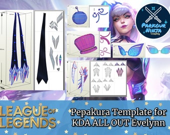 KDA All Out Ahri Template | Pepakura | League of Legends | KDA All Out ...
