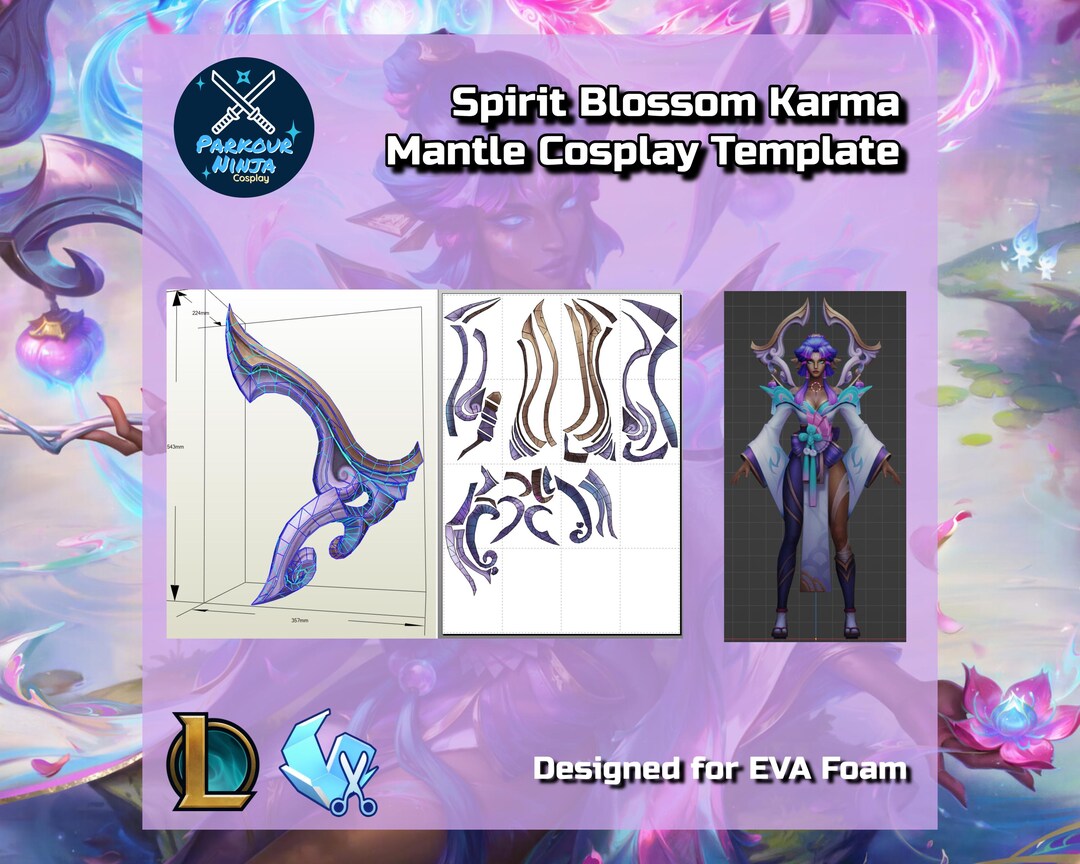 Spirit Blossom Karma Mantle Template | Pepakura for Cosplay | League of ...