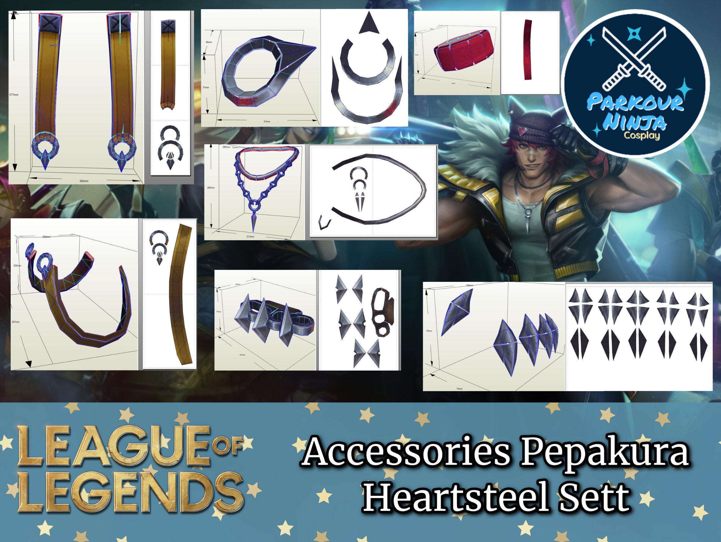 Heartsteel Sett Accessory Templates | Pepakura | League of Legends ...