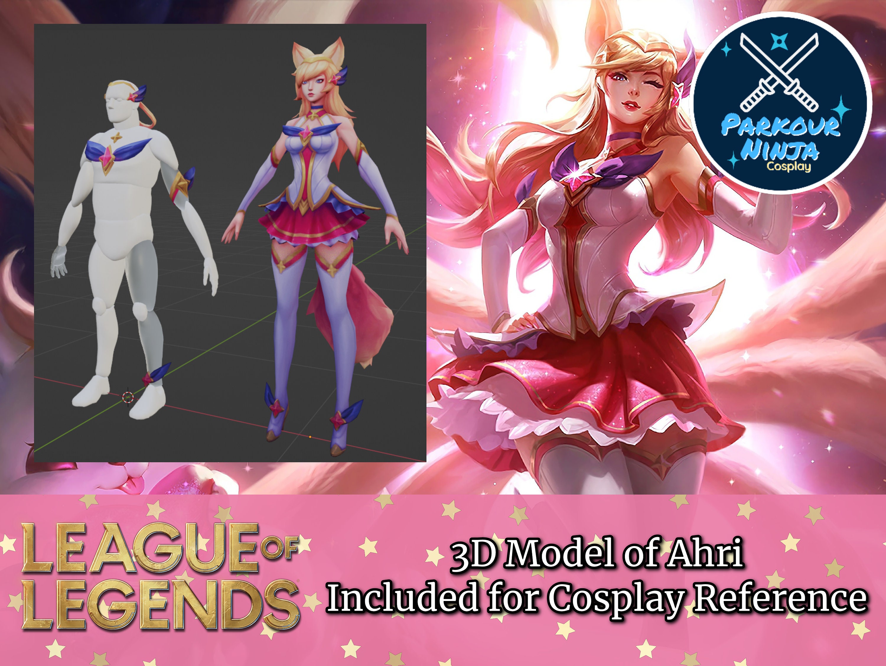 Star Guardian Ahri Template | Pepakura | League of Legends | Star ...
