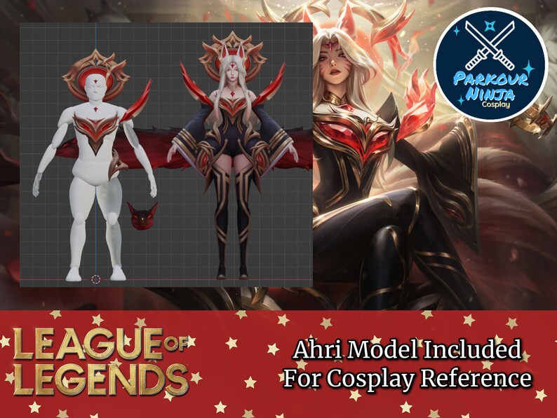 Immortalised Legend Ahri Cosplay Template | Pepakura for Cosplay ...