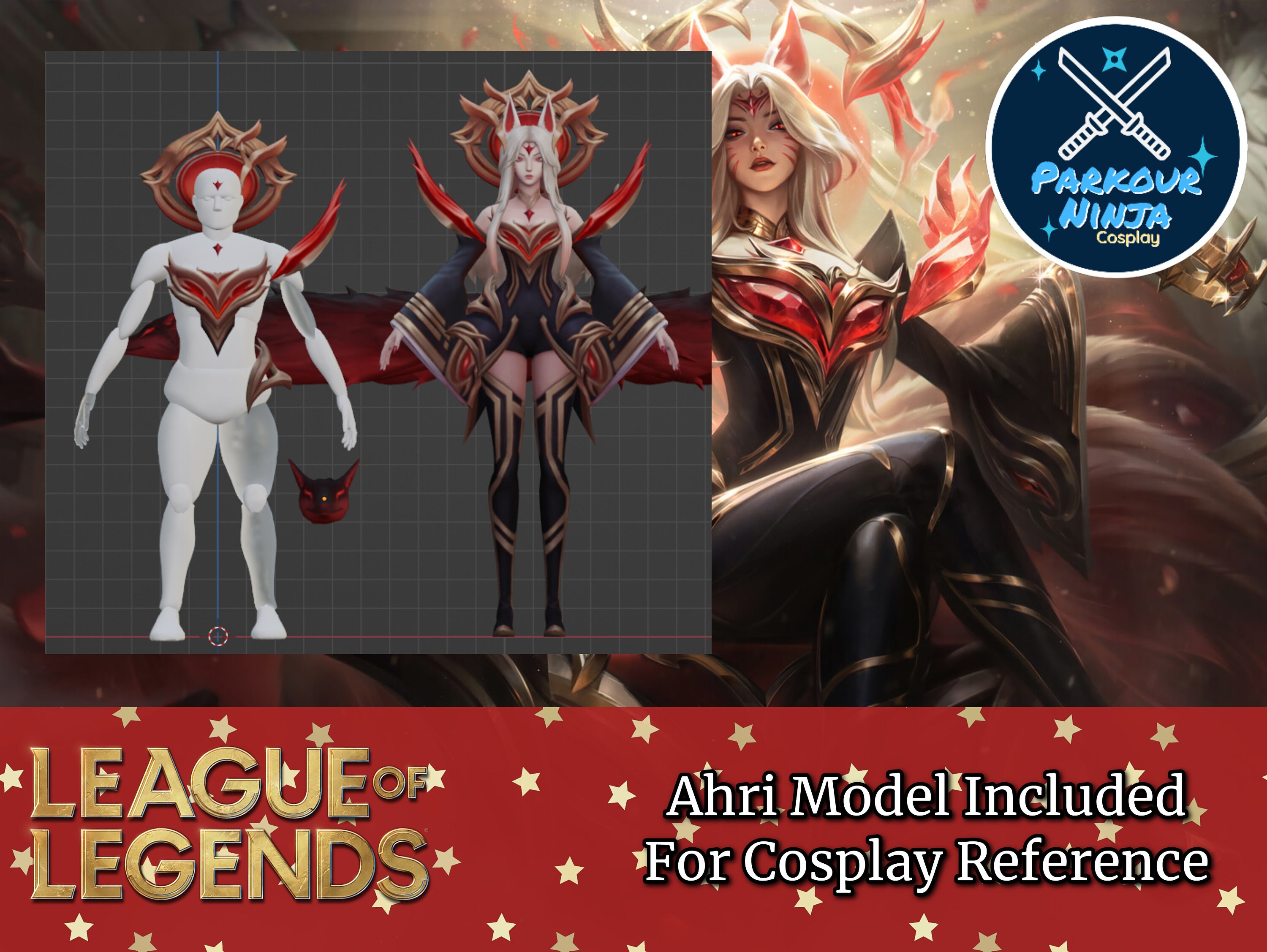 Immortalised Legend Ahri Cosplay Template | Pepakura for Cosplay ...