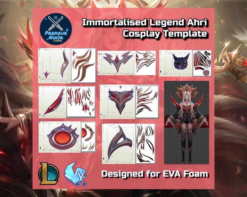 Immortalised Legend Ahri Cosplay Template | Pepakura for Cosplay ...
