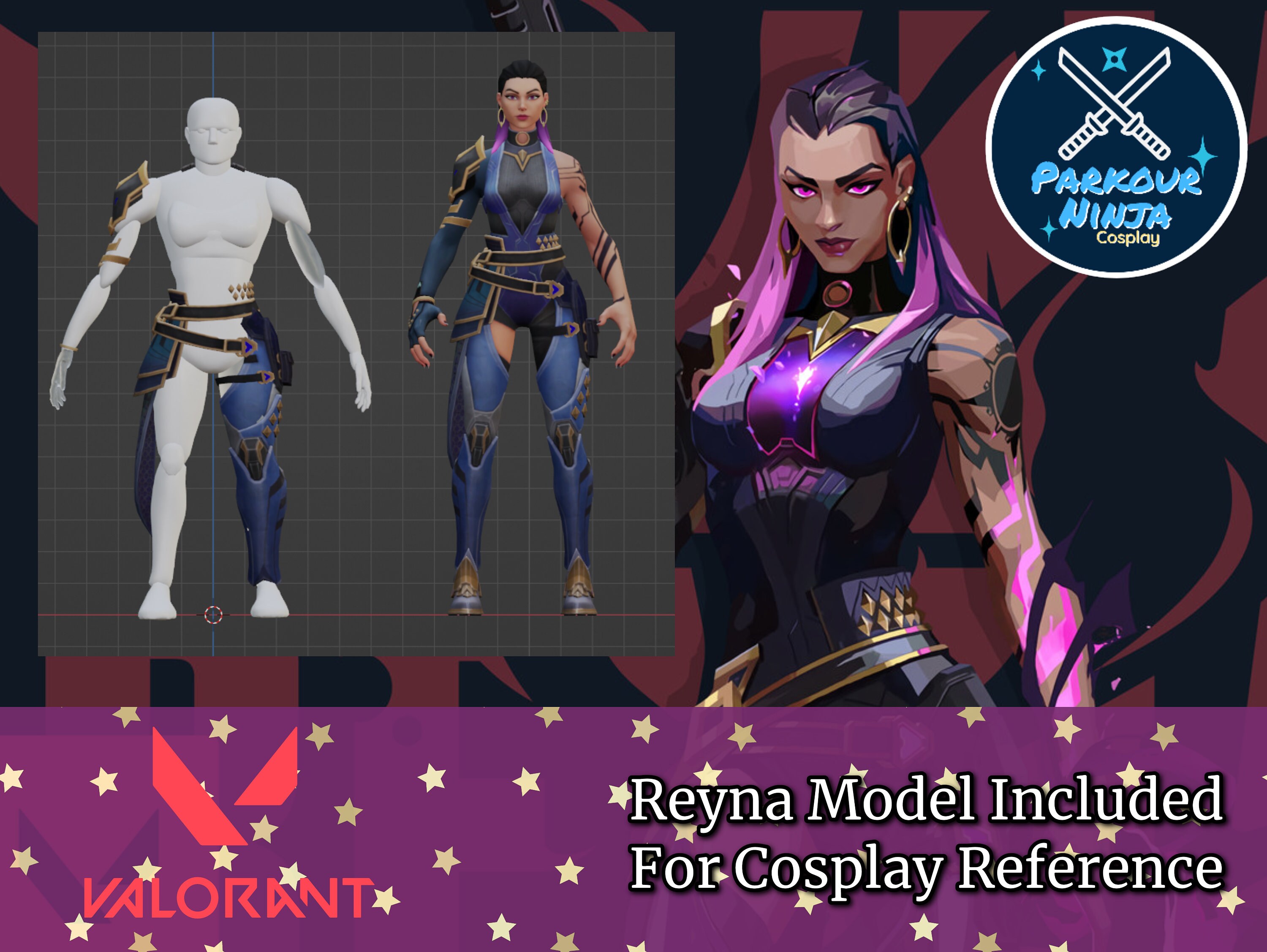 Reyna Cosplay Template | Pepakura for Cosplay | Valorant - Etsy
