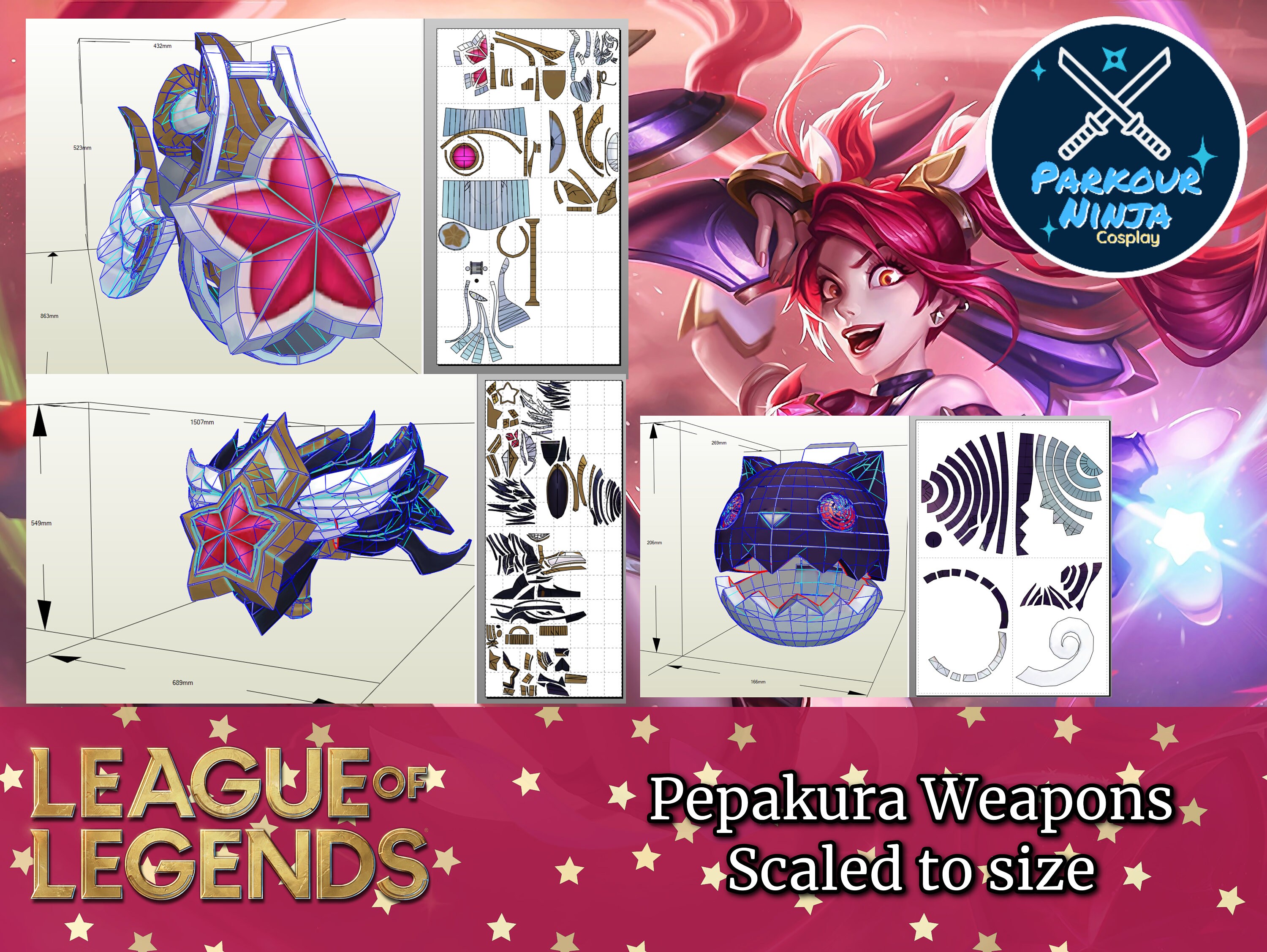 Star Guardian Jinx Cosplay Template | Pepakura | League of Legends ...
