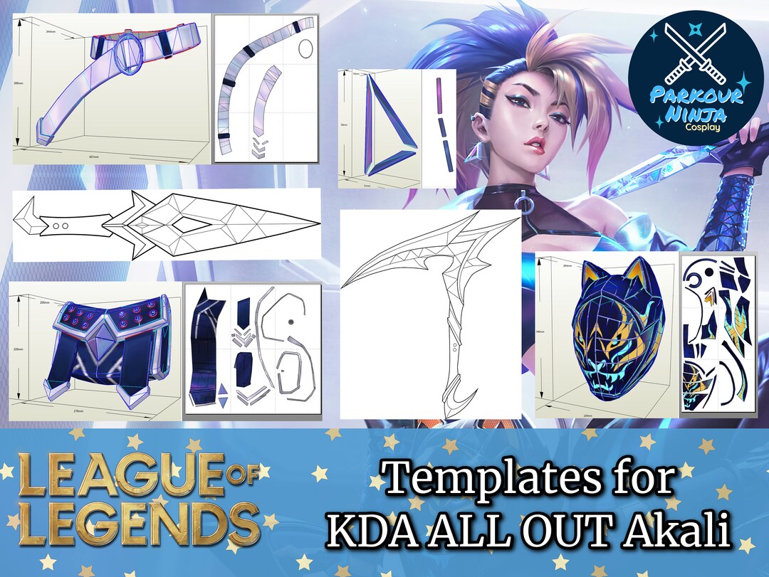 KDA All Out Akali Template | Pepakura | Blueprint | League of Legends | KDA All Out - Etsy