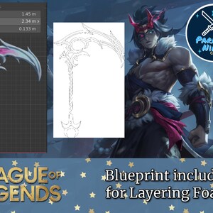 Snow Moon Kayn Scythe - Pepakura for Cosplay - League of Legends - A4 ...