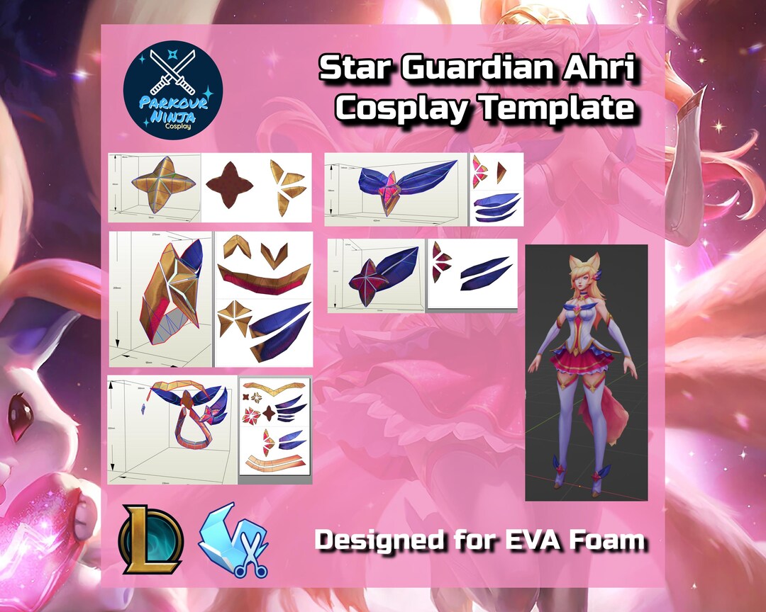 Star Guardian Ahri Template | Pepakura | League of Legends | Star ...
