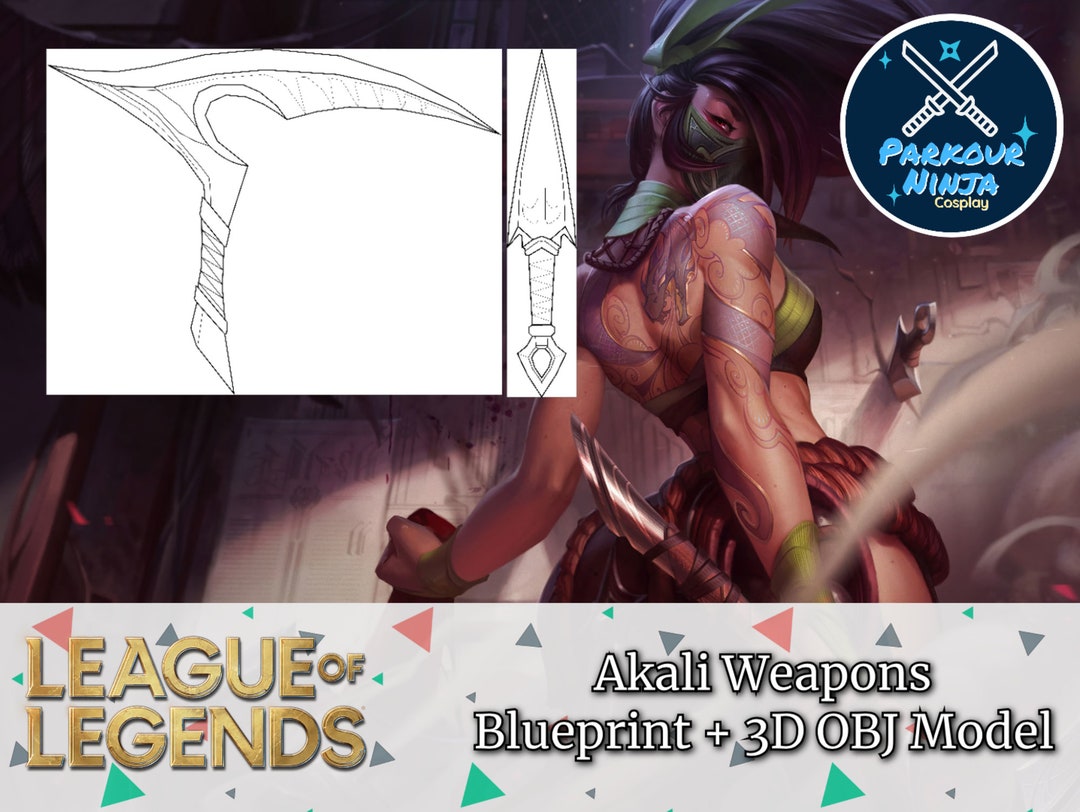 Akali Scythe and Kunai Cosplay Template - Blueprint for Cosplay - League of Legends - A4 PDF to ...
