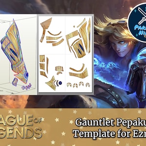 Ezreal Gauntlet Cosplay Template | Pepakura | League of Legends | A4 ...