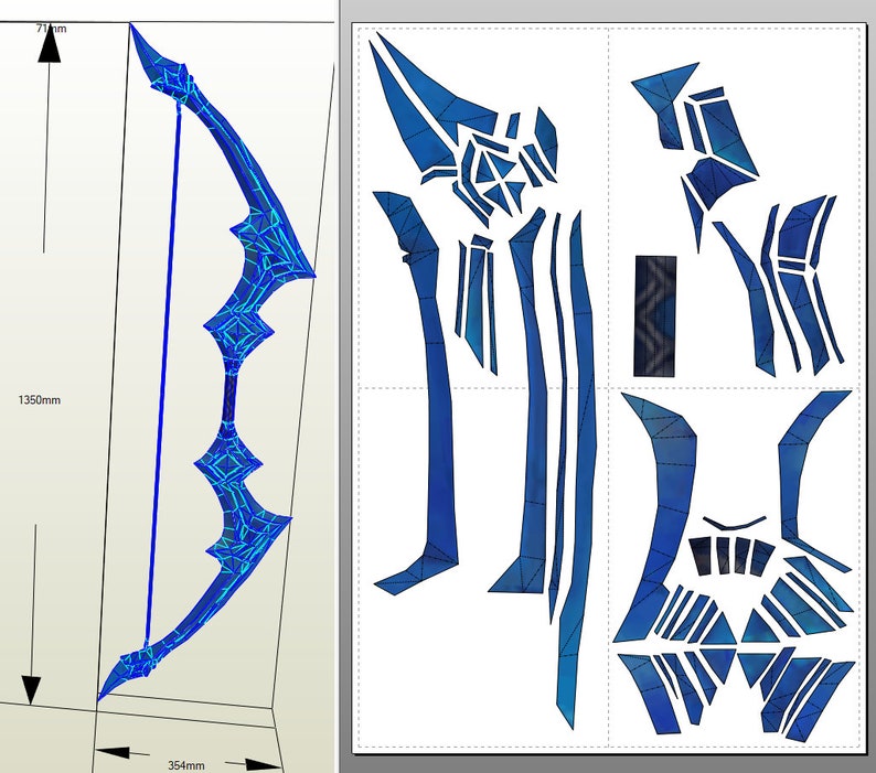 Ashe Bow Prop Pepakura Template | Pepakura | League of Legends | A4 PDF ...