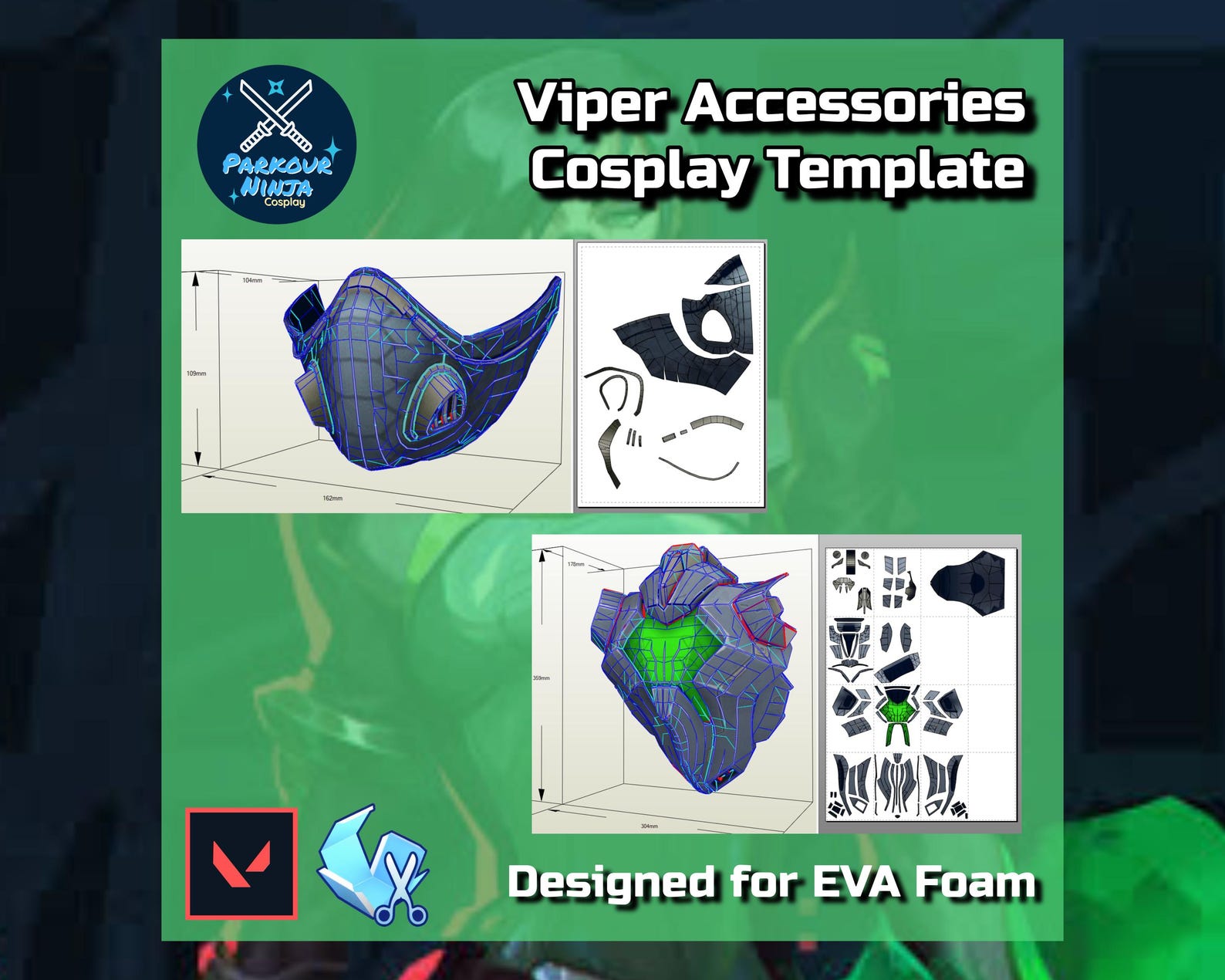 Viper Accessories Cosplay Template - Pepakura - Blueprint for Cosplay ...