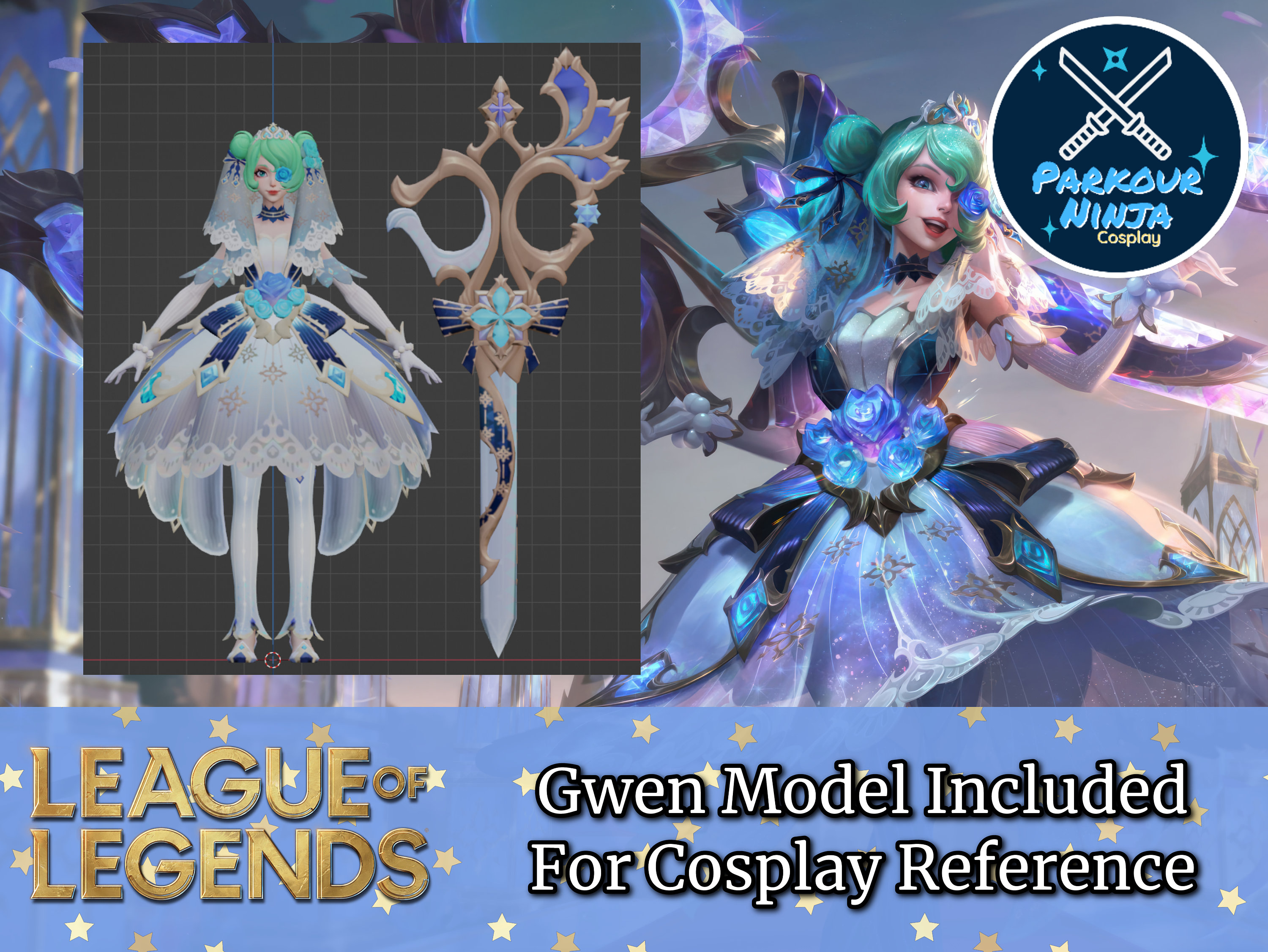 Prestige Crystal Rose Gwen Scissor Prop Template | Blueprint | League ...