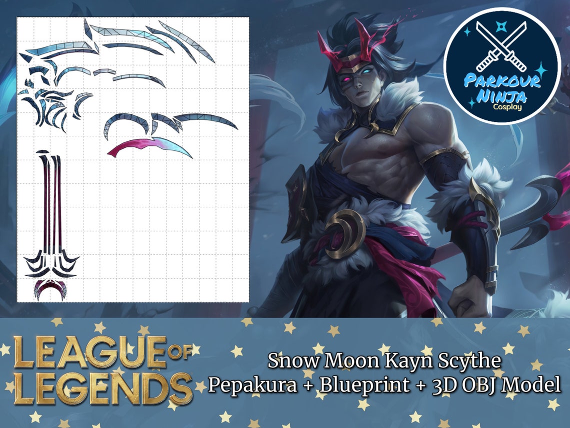 Snow Moon Kayn Scythe - Pepakura for Cosplay - League of Legends - A4 ...