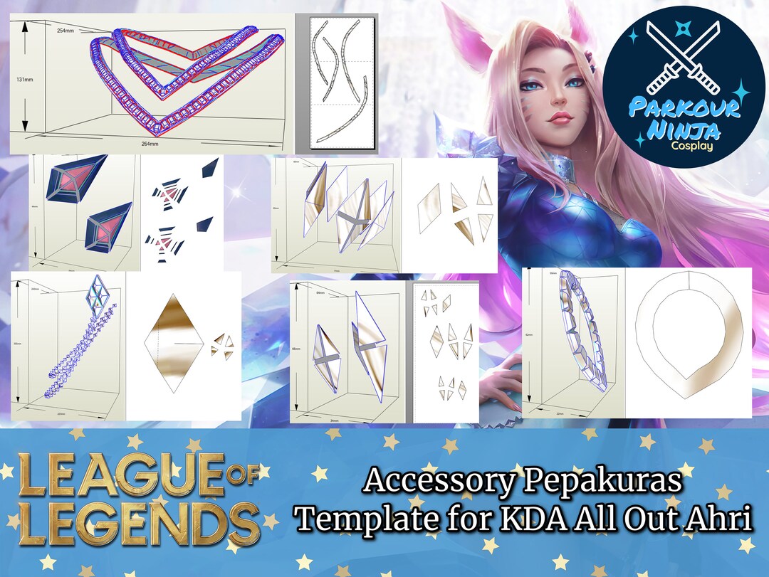 KDA All Out Ahri Template | Pepakura | League of Legends | KDA All Out ...